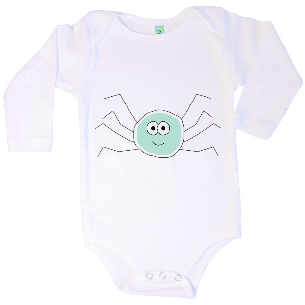 Bugged Out spider cotton long sleeve baby body